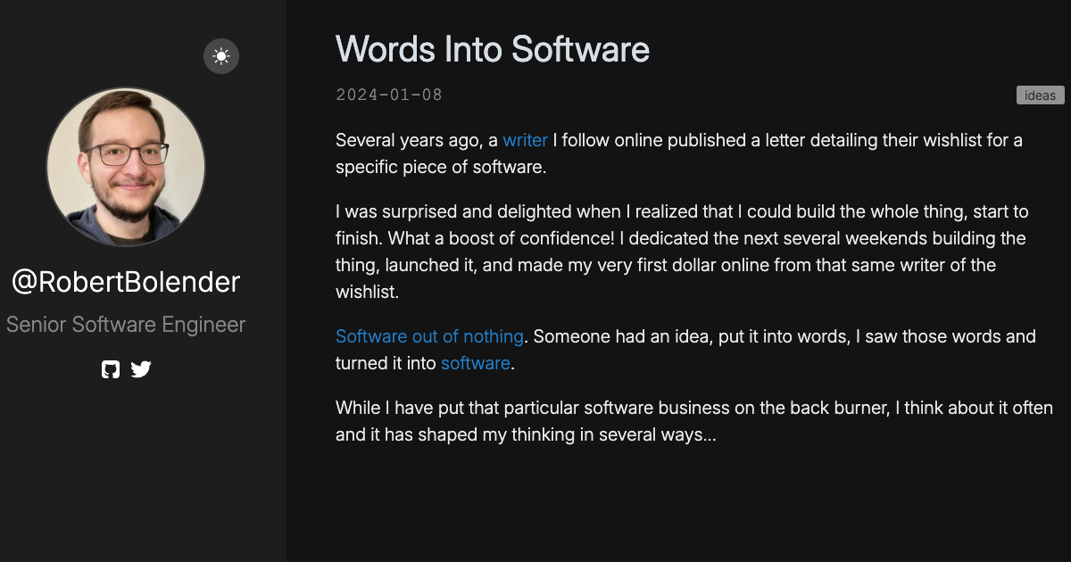@RobertBolender - Words Into Software